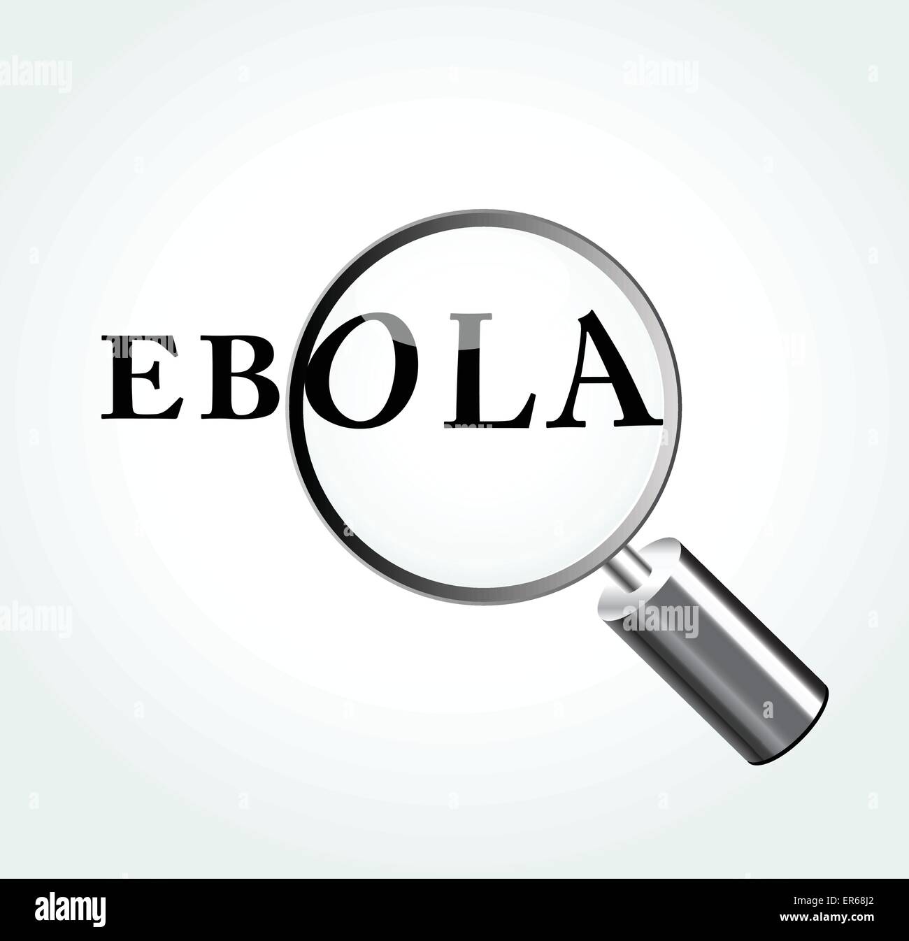 Vector illustration of ebola virus abstract concept with magnifying ...