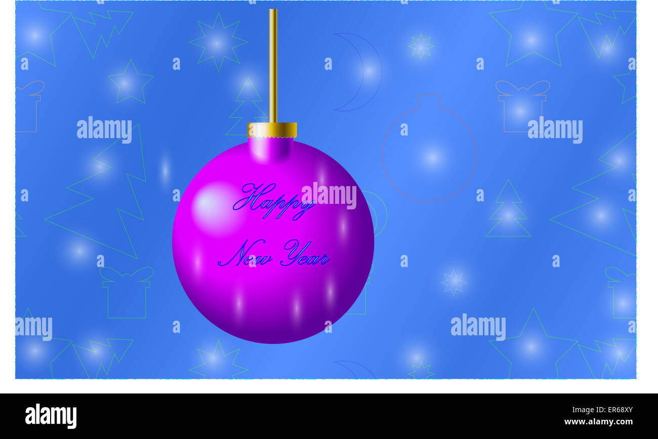 Happy new year. Nice ball on pattern background. Vector illustration ...