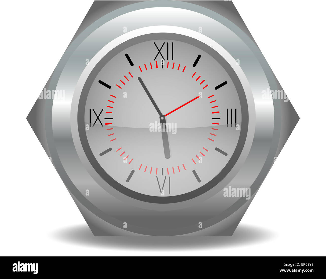 Silver clock isolate in white. Vector illustration Stock Photo - Alamy