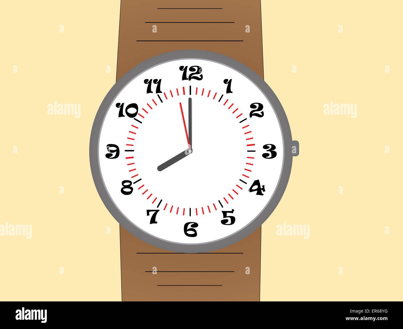 Wrist Watch with brown leather strap, Vector illustration Stock Photo ...