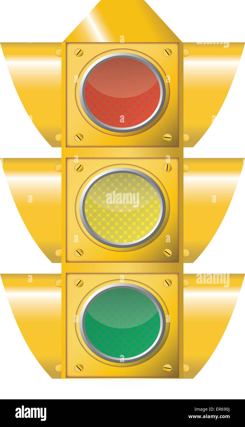 Yellow traffic light on the white background Stock Photo - Alamy