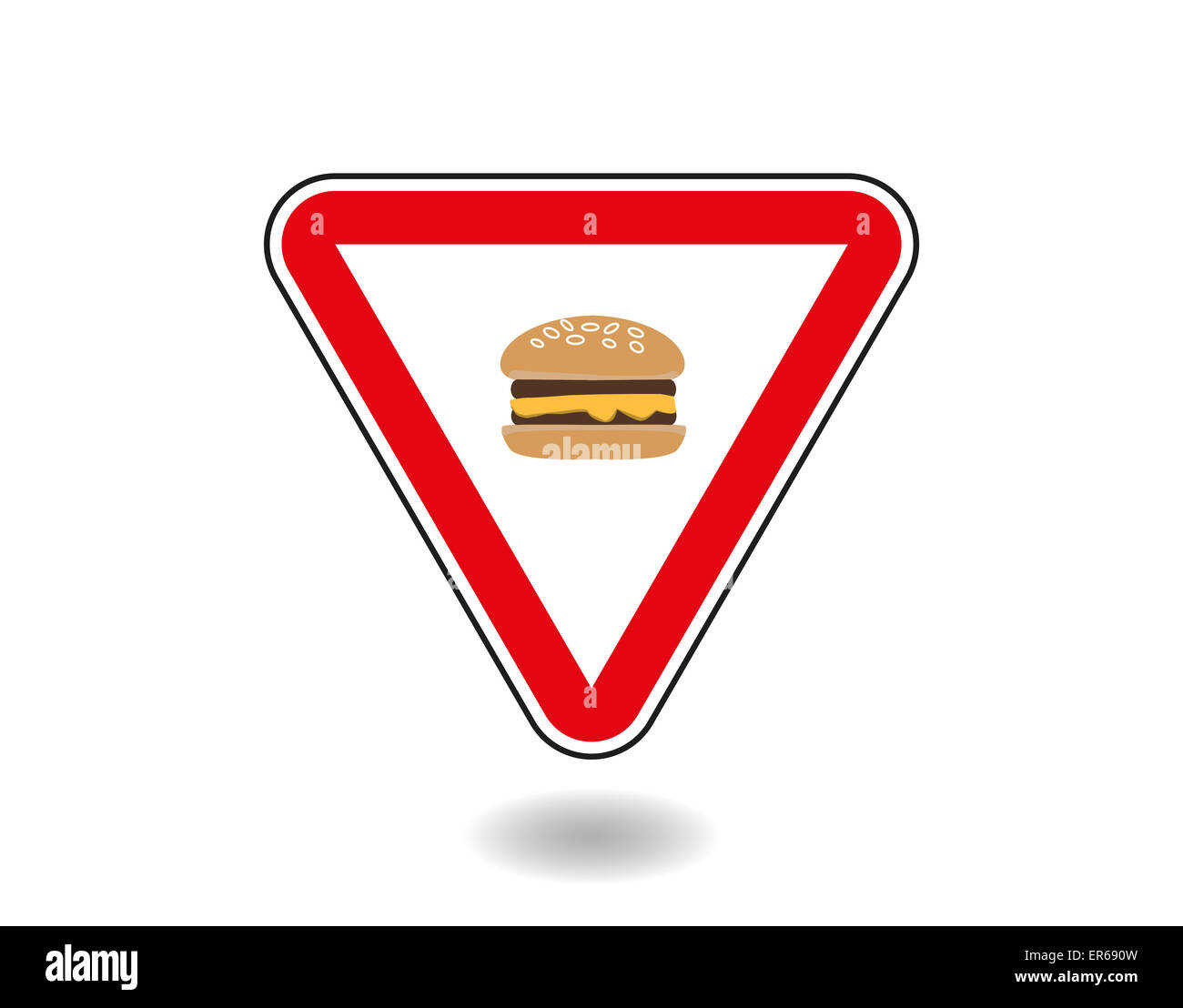 Red triangle. Sign of cheeseburger. Vector illustrration Stock Photo ...