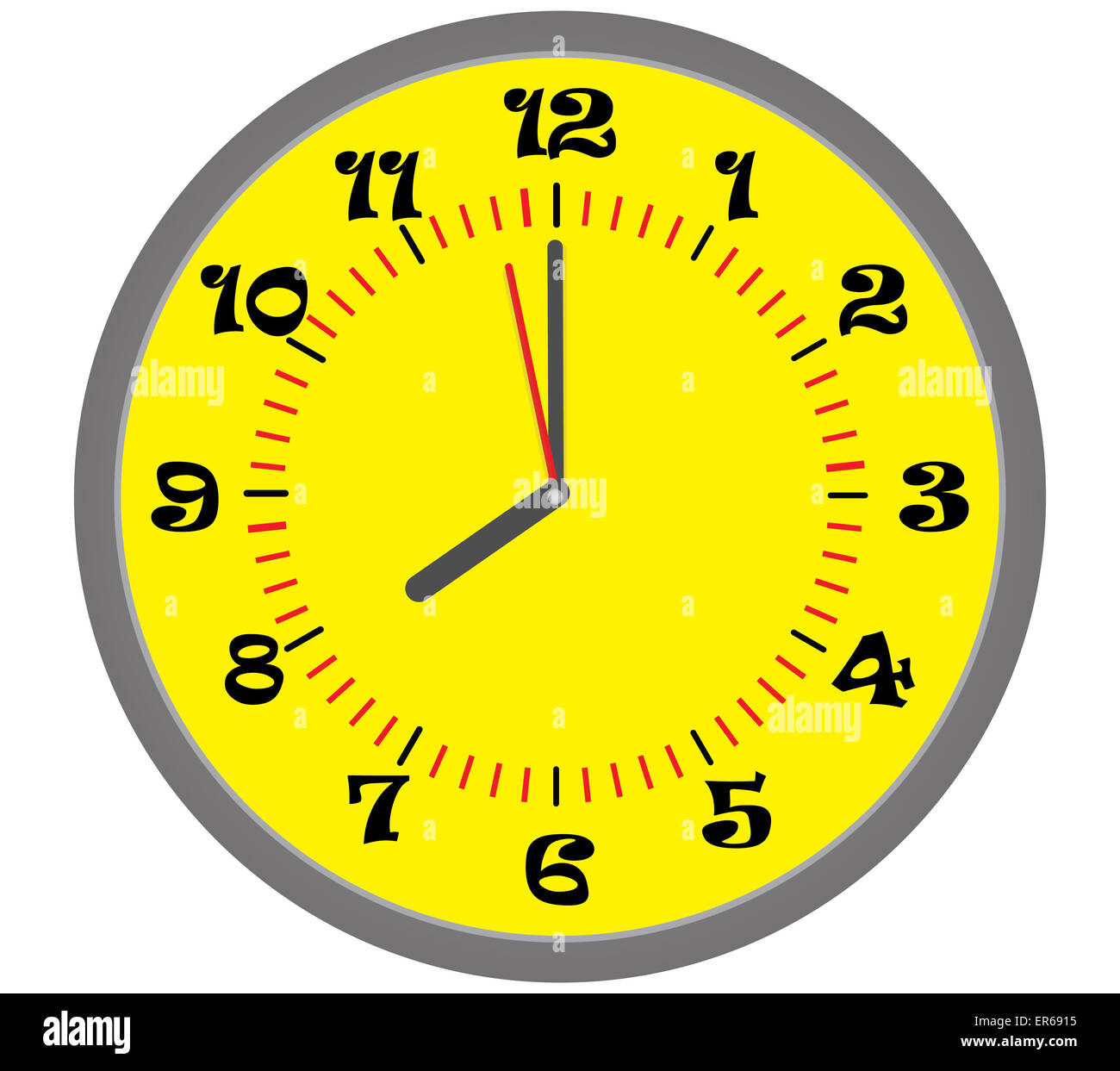 Yellow clock isolated on white. Vector illustration Stock Photo - Alamy