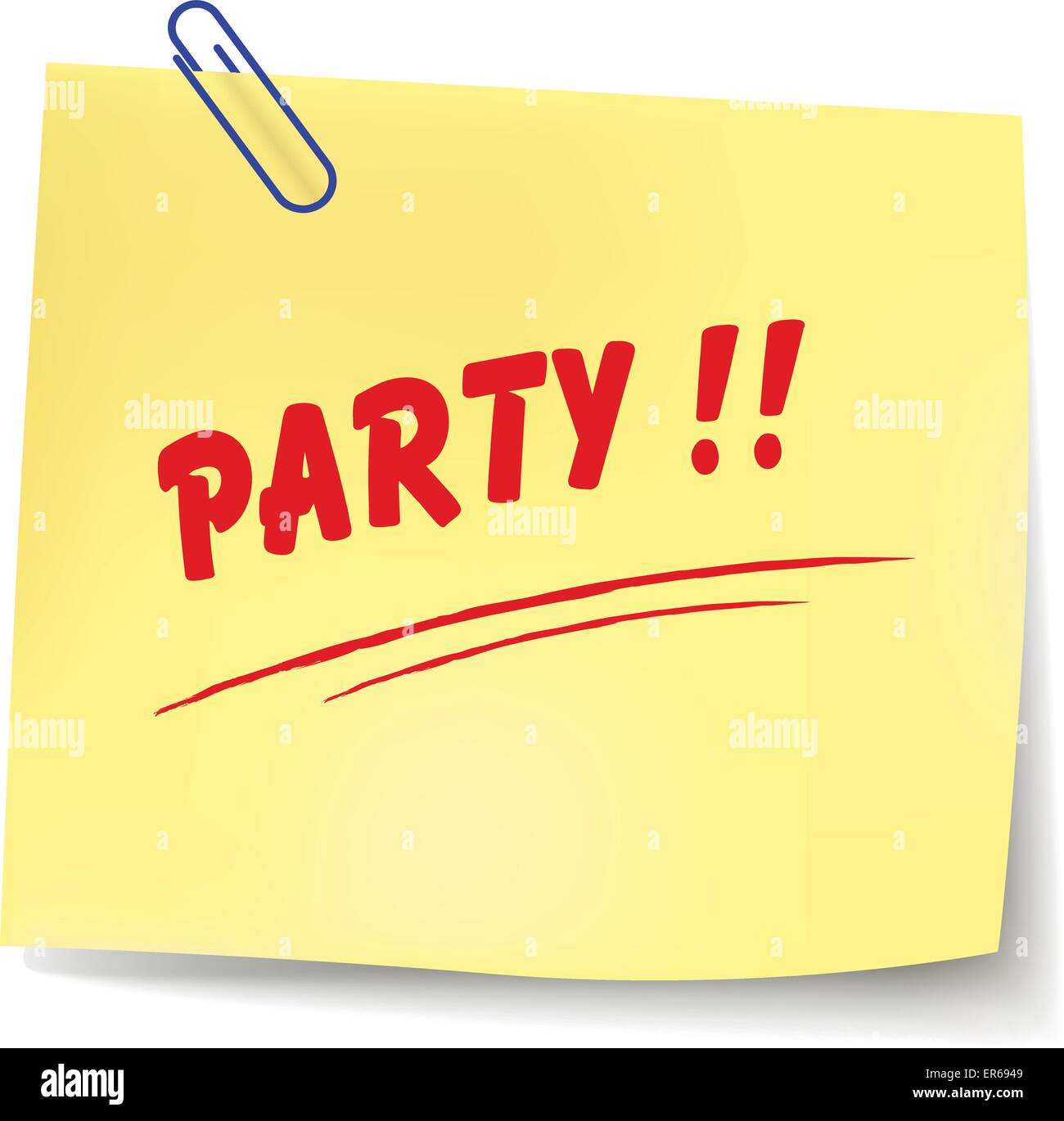 Vector illustration of party yellow note on white background Stock ...