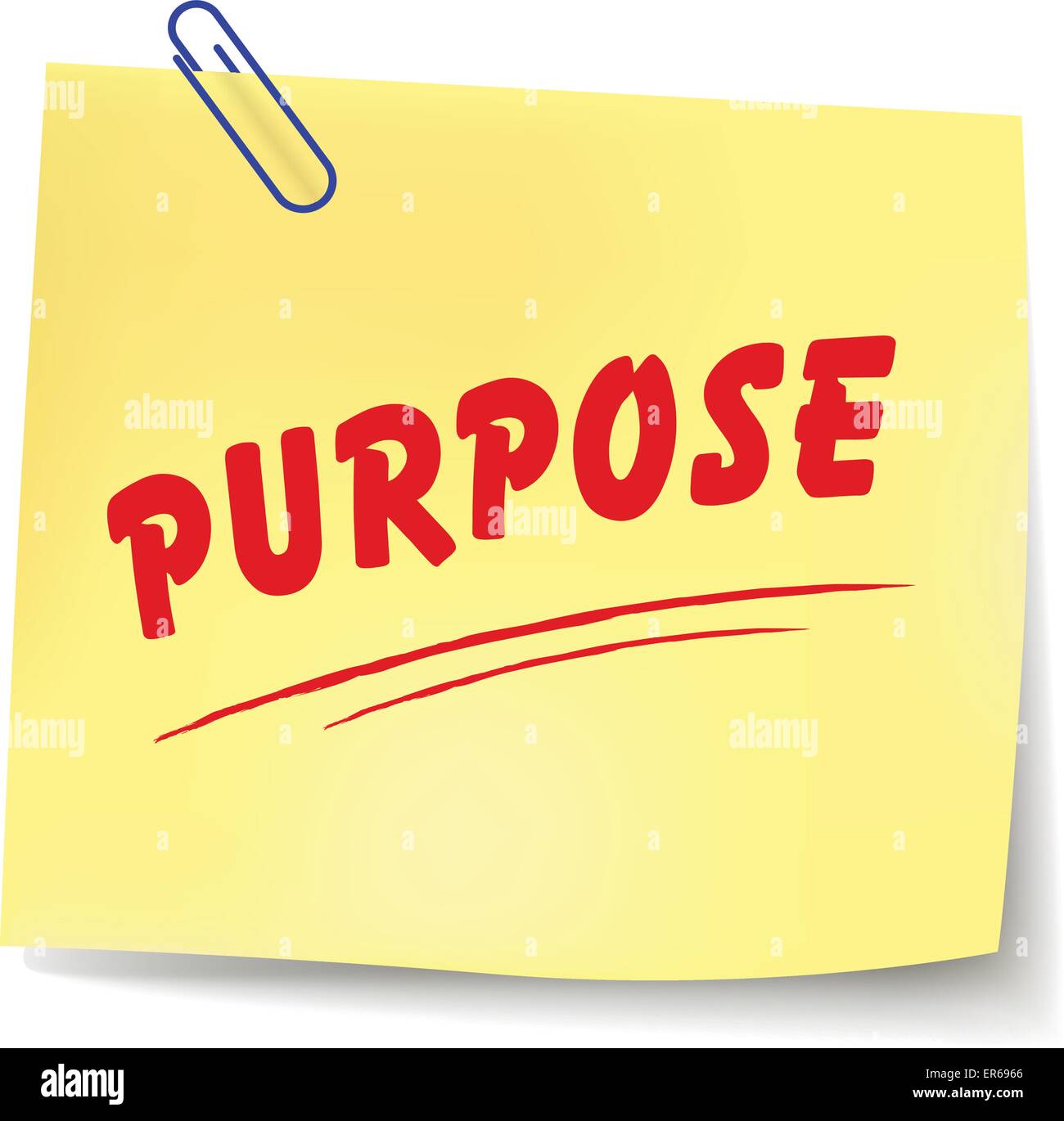 Vector illustration of purpose yellow note on white background Stock ...