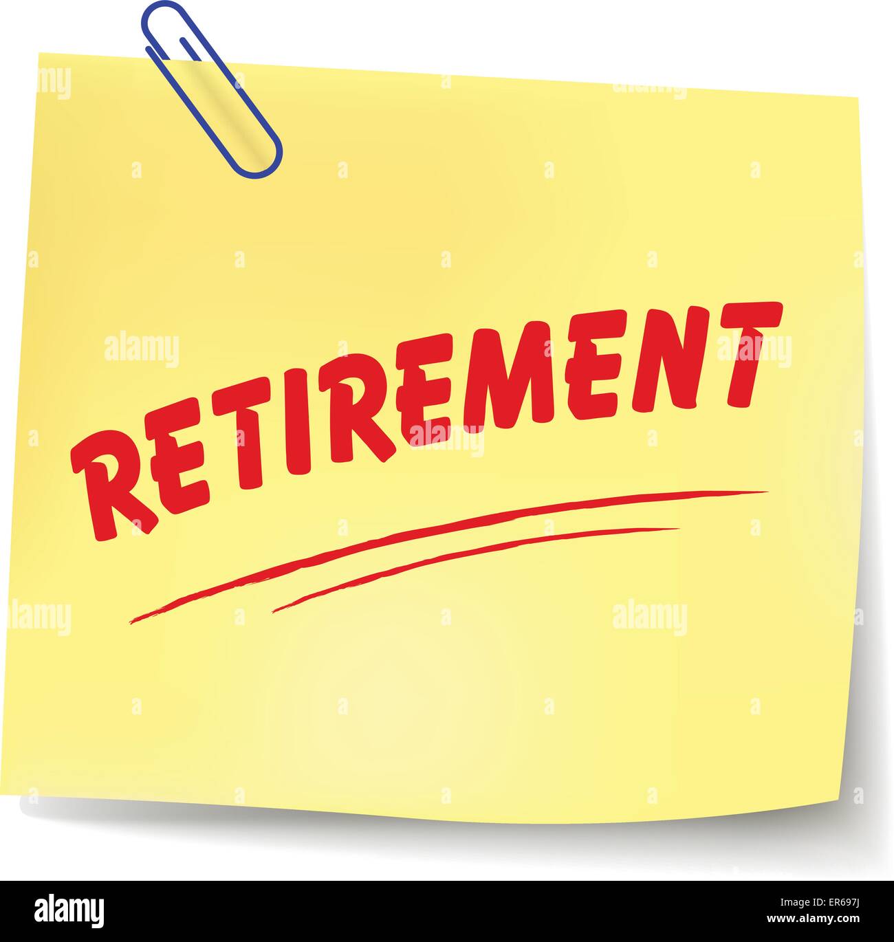 Vector illustration of retirement yellow note on white background Stock ...