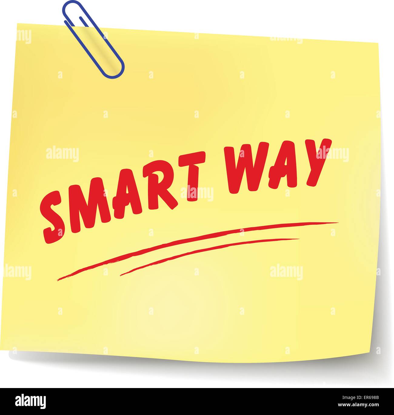 Vector illustration of smart way yellow note on white background Stock ...