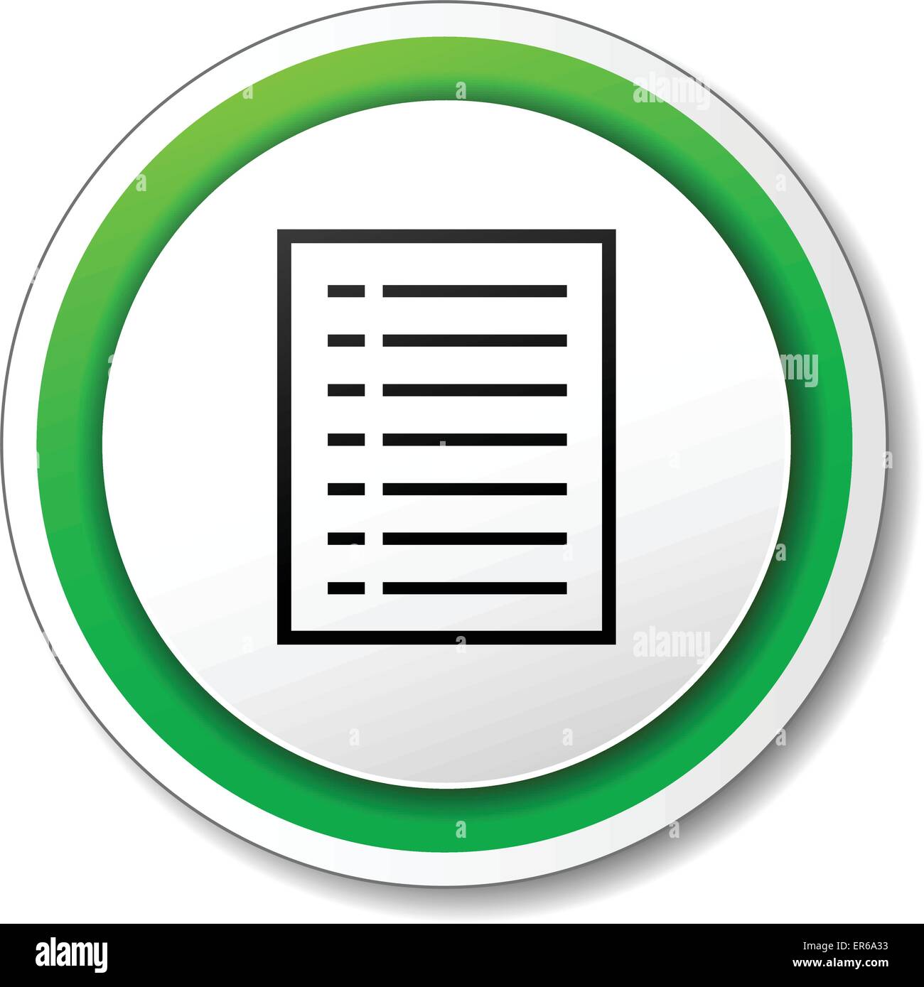 Vector illustration of document white and green round icon Stock Vector ...