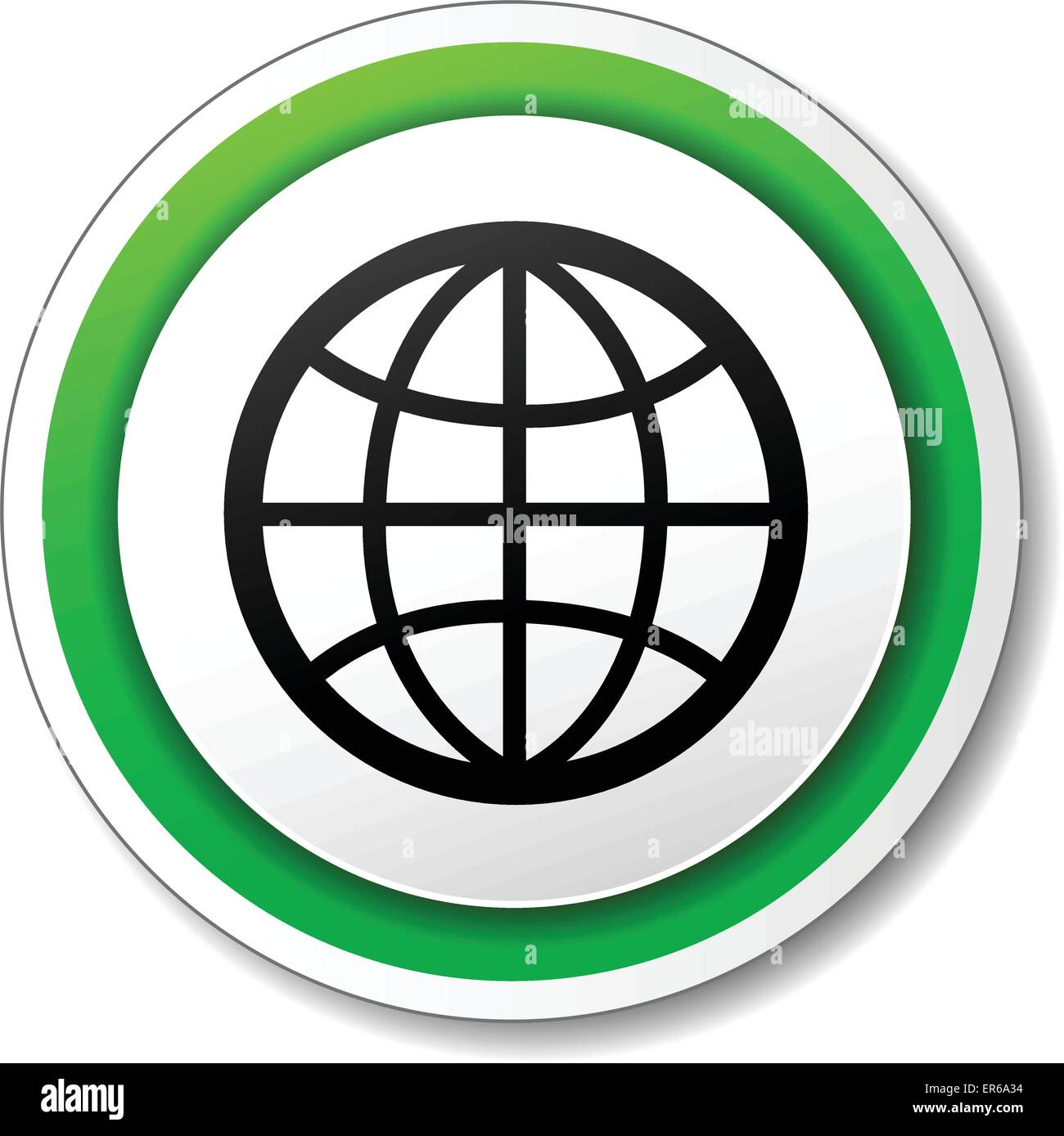 Vector illustration of earth white and green round icon Stock Vector ...