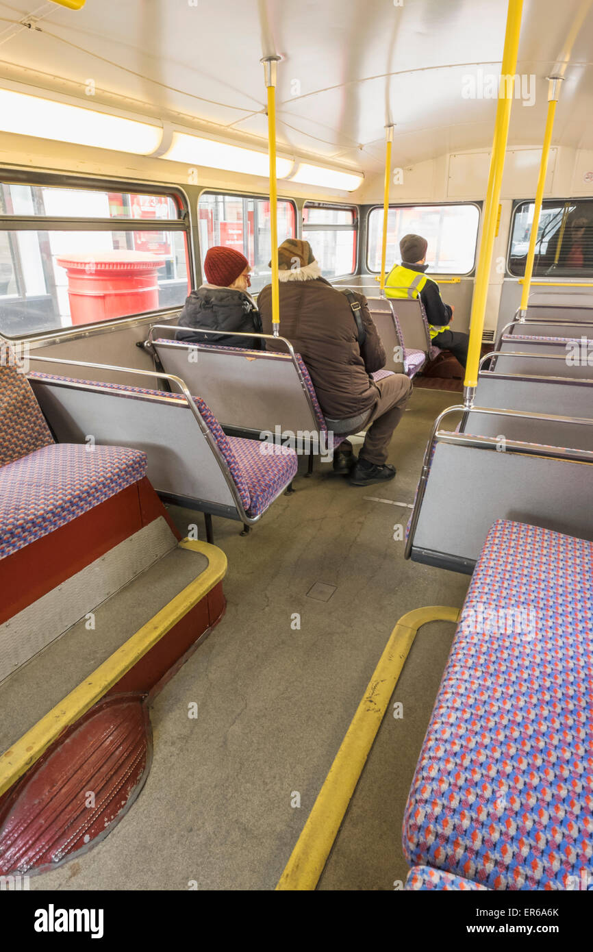 England, London, Interior of Routemaster Double Decker Bus Stock Photo ...