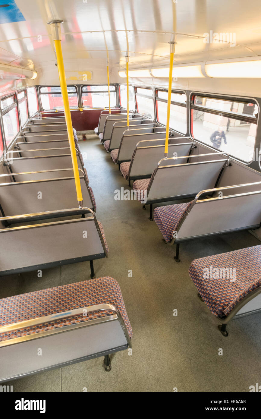 England, London, Interior of Routemaster Double Decker Bus Stock Photo ...