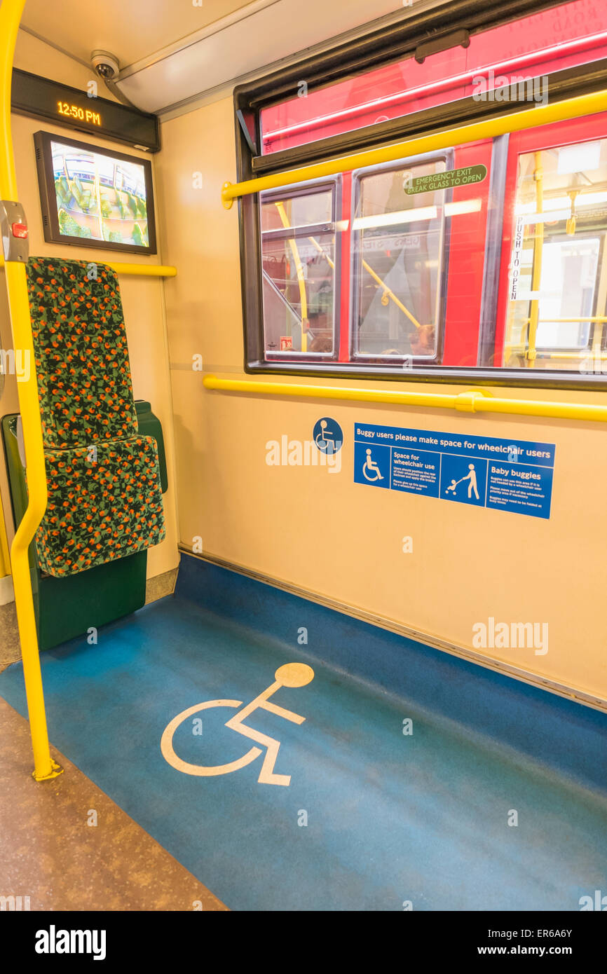 England, London, Disabled Access Area of Double Decker Bus Stock Photo ...