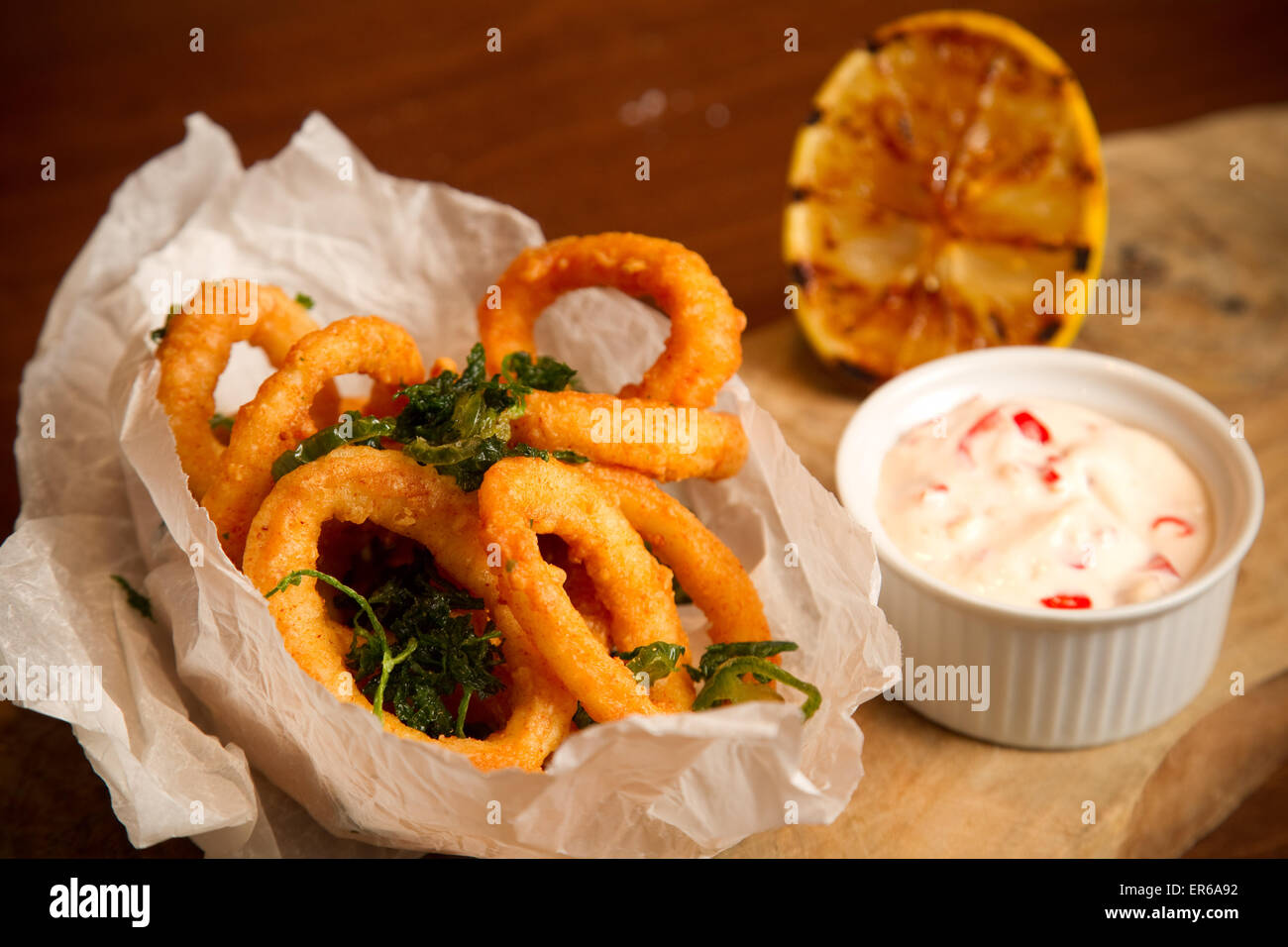 Deep fried calamari or squid Stock Photo - Alamy