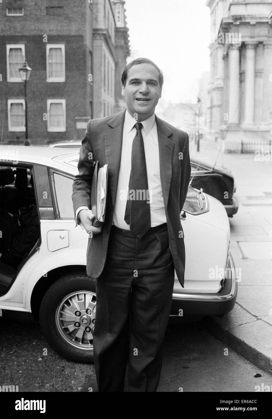 Trade and Industry Secretary Leon Brittan leaving Downing Street after ...