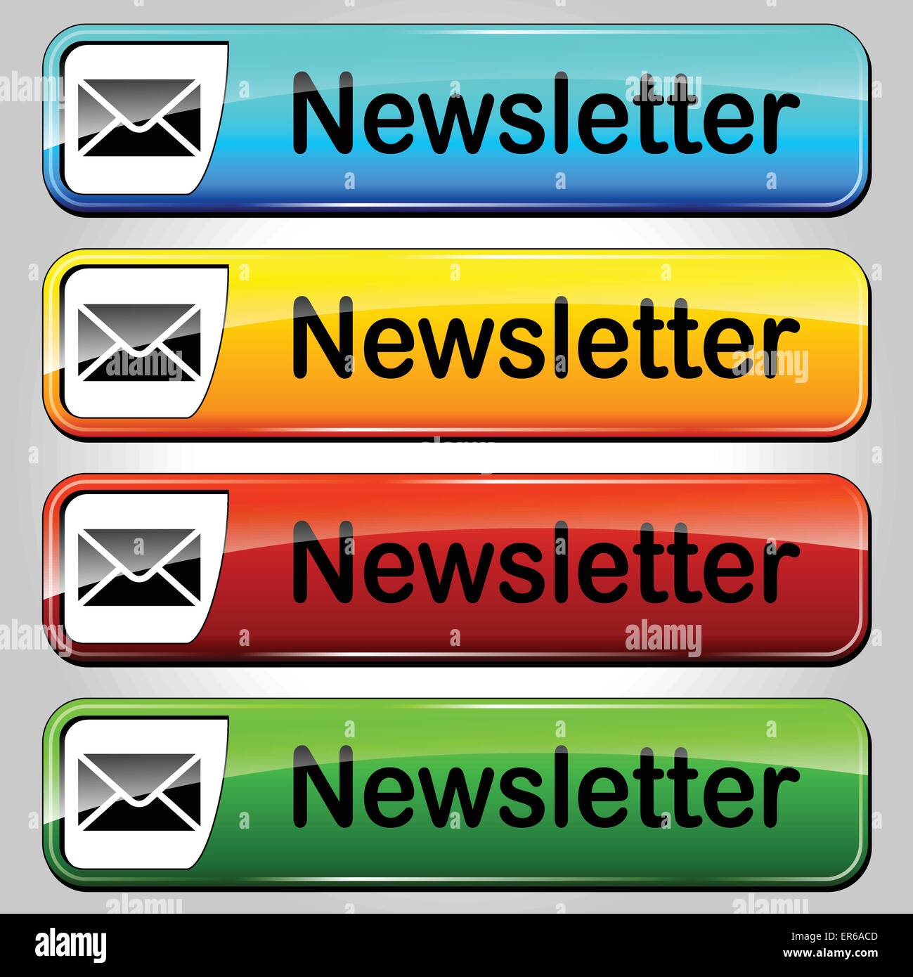 Vector illustration of colorful set newsletter web buttons Stock Vector ...