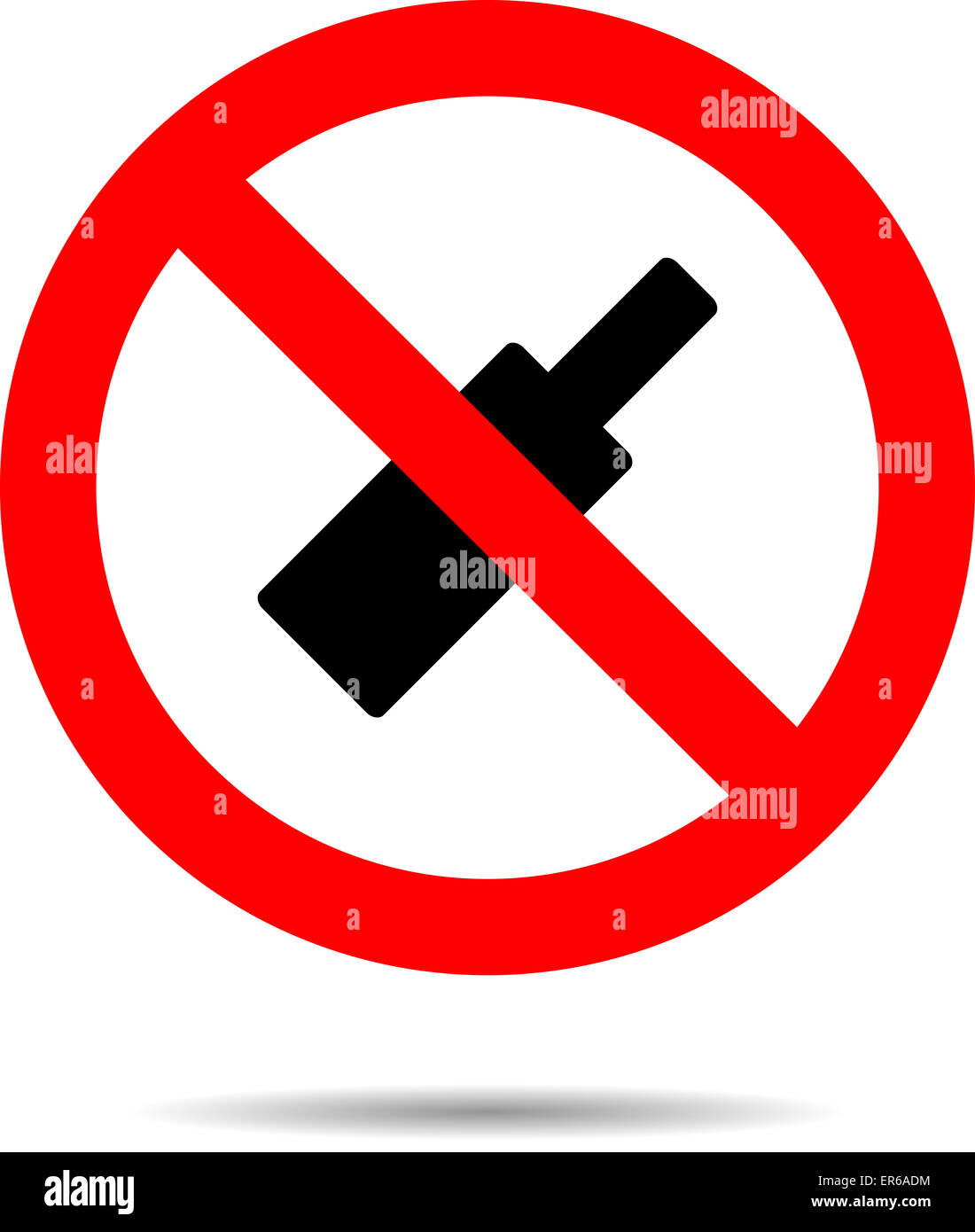 Ban alcohol sign flat icon. Symbol bottle, alcoholic no, forbidden ...
