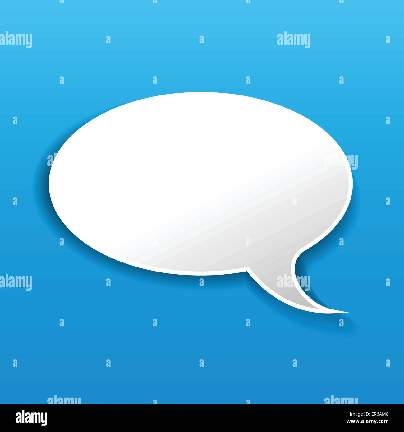 Vector illustration of white blank speech bubble on blue background ...