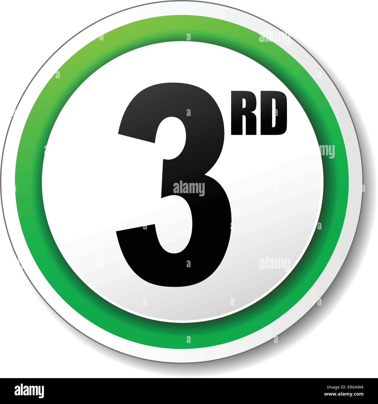 Vector illustration of third white and green round icon Stock Vector ...