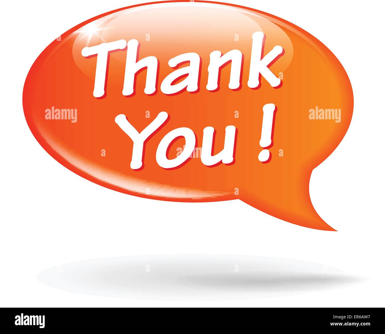 Vector illustration of thanks orange speech bubble on white background ...