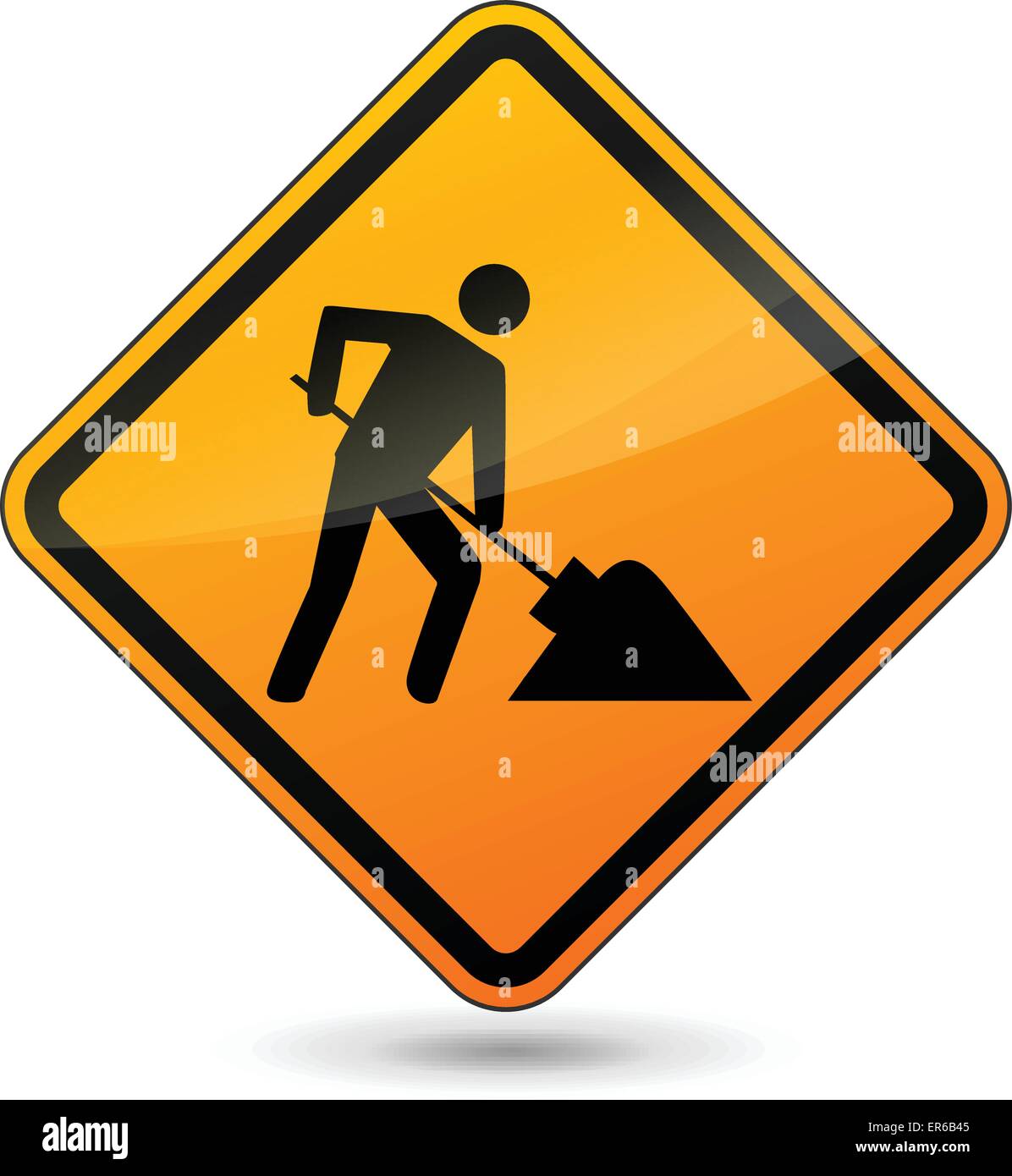 Vector illustration of construction orange sign on white background ...