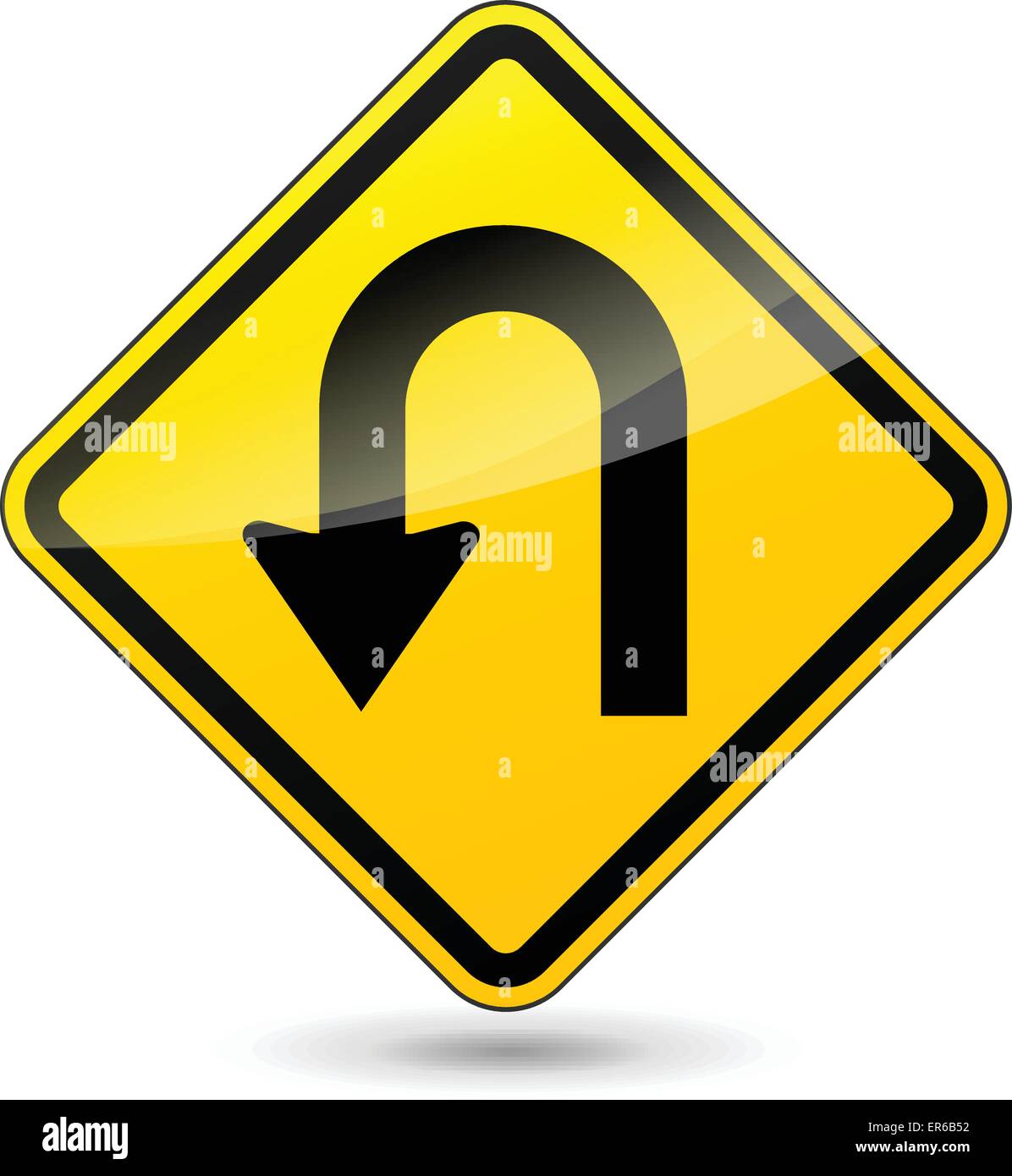 Vector illustration of u-turn yellow sign on white background Stock ... Vector illustration of u-turn yellow sign on white background Stock ...