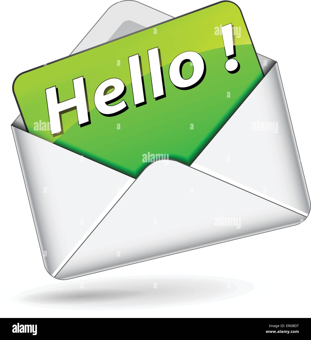 Vector illustration of hello abstract envelope message green Stock ...