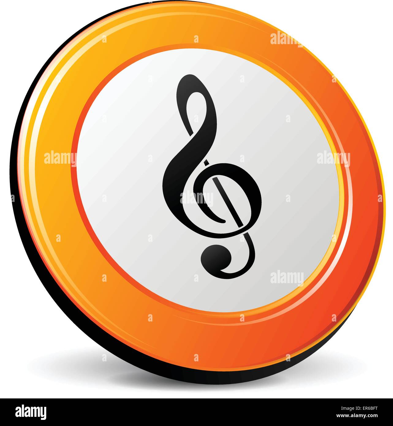 Vector illustration of music orange icon on white background Stock ...