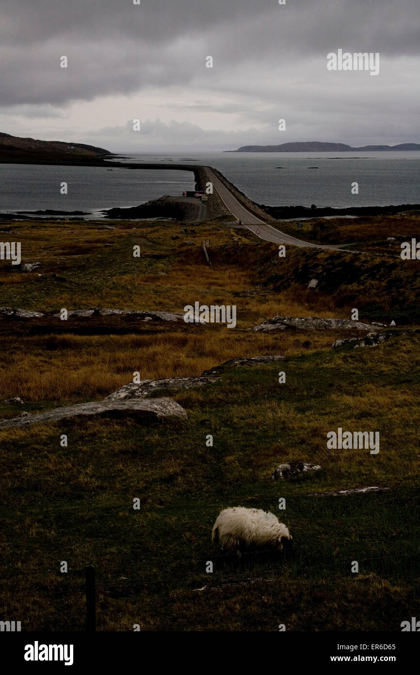 View of the Causeway looking from South Uist to Eriskay the Hebrides ...