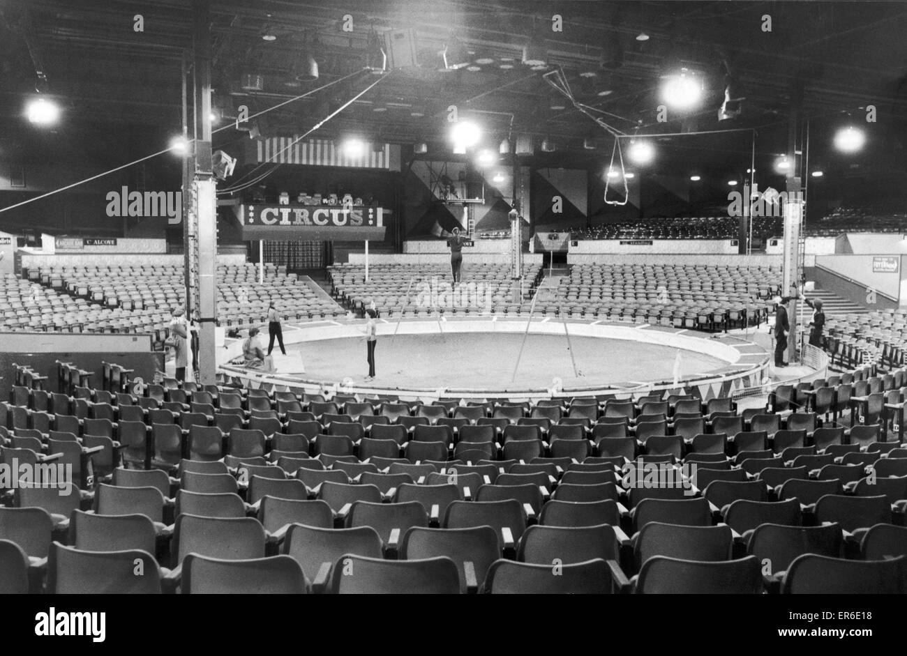 The circus ring at Kings Hall, Belle Vue, Manchester, is prepared for ...