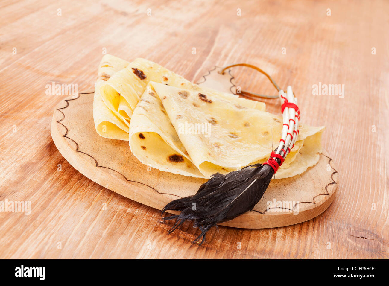 Crepes on wooden vintage kitchen board Stock Photo - Alamy