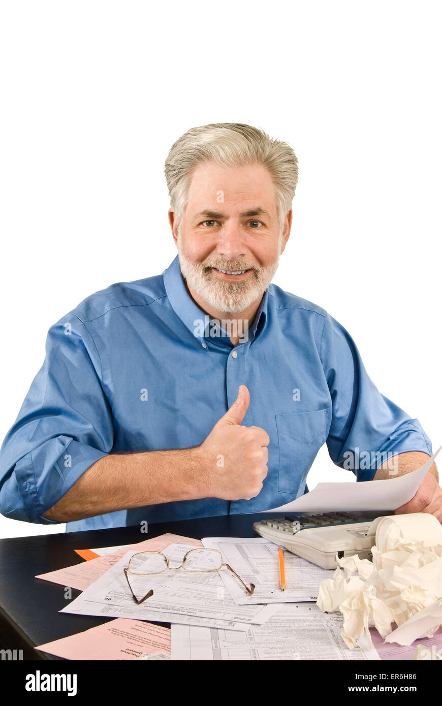 Business man happy. Getting an income tax refund Stock Photo - Alamy