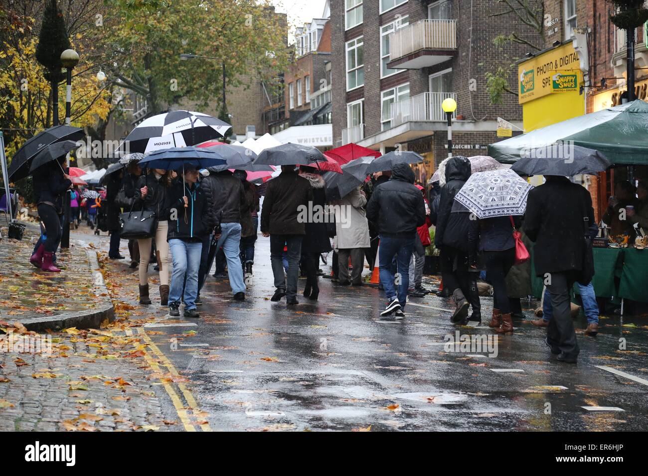 Wet weather photos from North West London Featuring: A very wet and ...