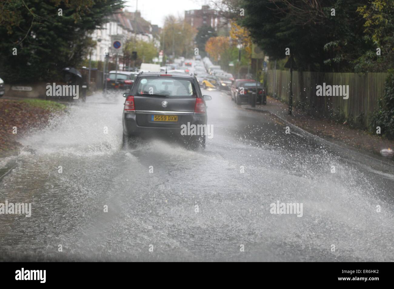 Wet weather photos from North West London Featuring: Flooded roads in ...