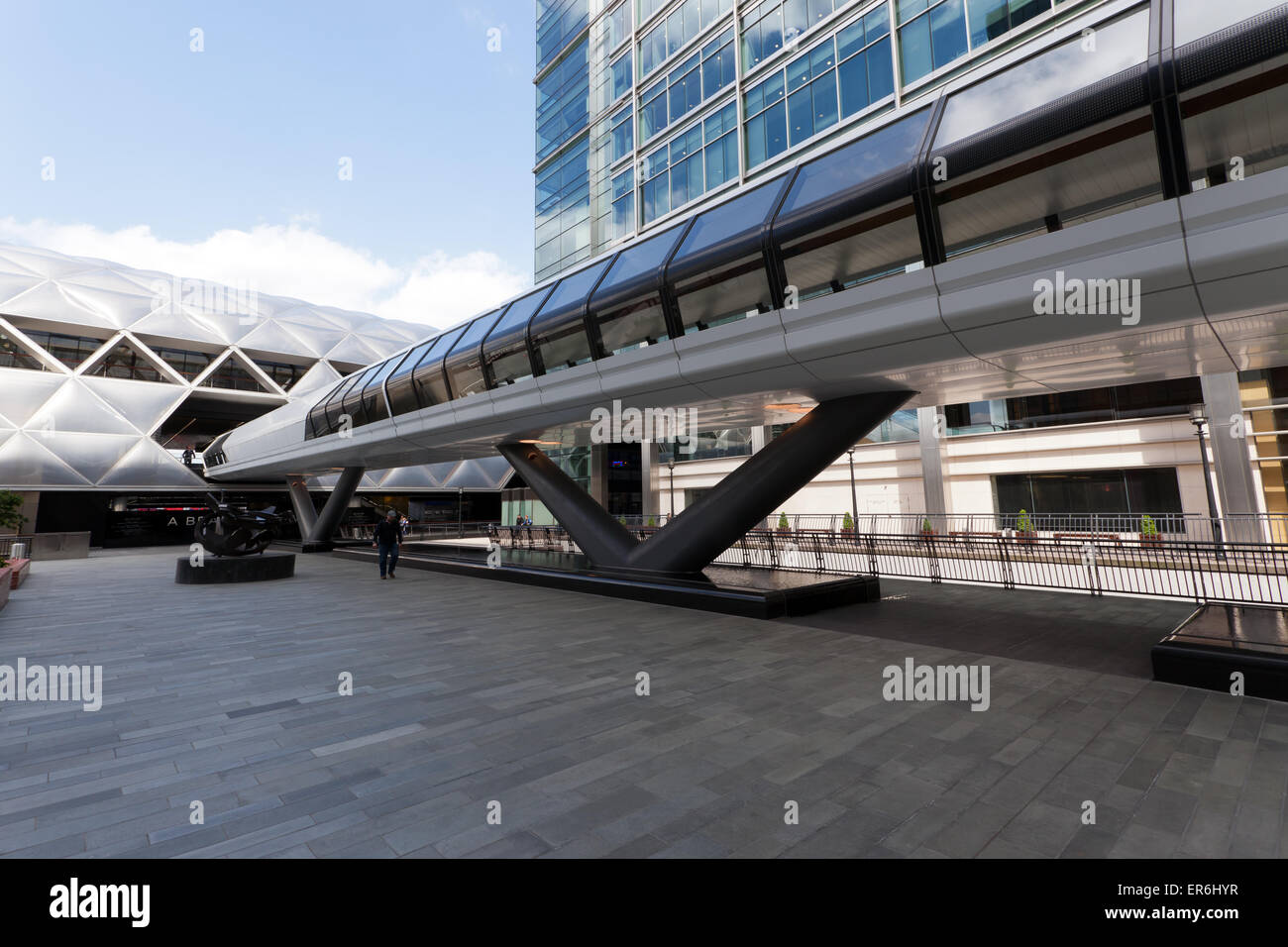 Wide-Angle view of the new, Adams Plaza Bridge, Canary Wharf Cross Rail ...