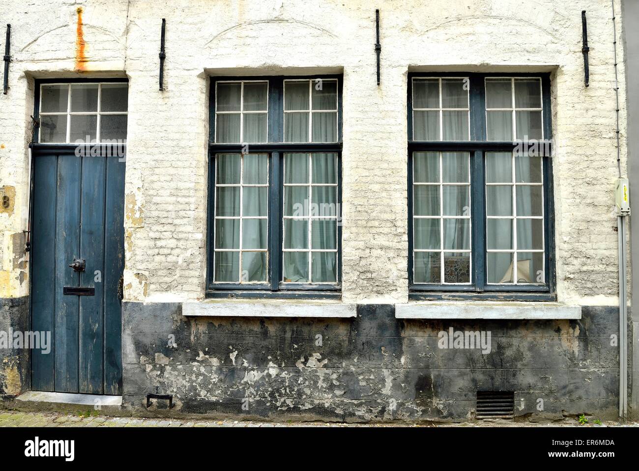 A typical brick windows in the town of Bruges, Belgium,Europe Stock ...
