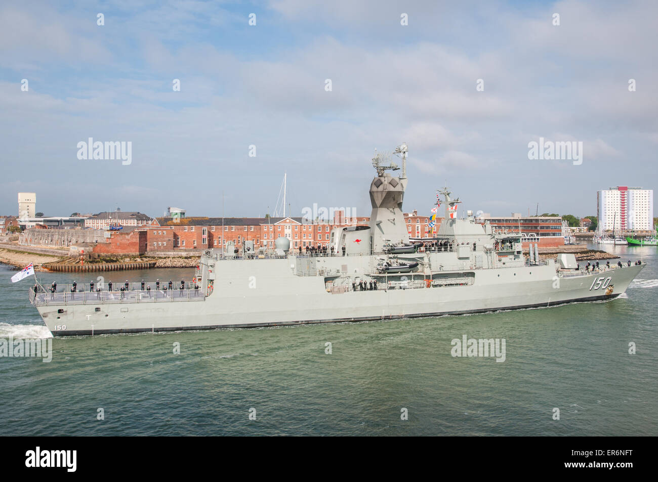 The Australian Frigate, HMAS Anzac arriving at Portsmouth, UK on the ...