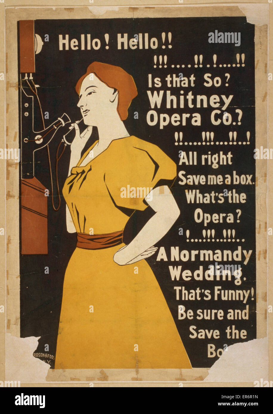 Hello! Hello! Is that so? Whitney Opera Co.? All right save Stock Photo ...