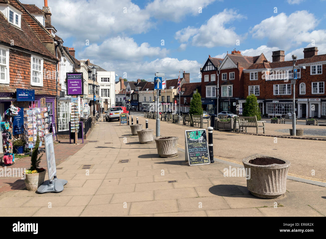 Battle High Street in East Sussex looking away from the Abbey Stock ...