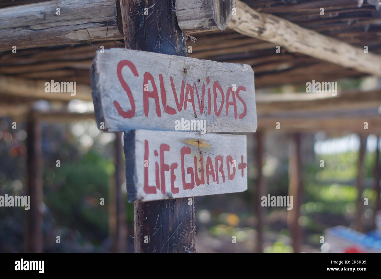 Self made life guard board on the beach- Cayo Coco, Cuba Stock Photo ...