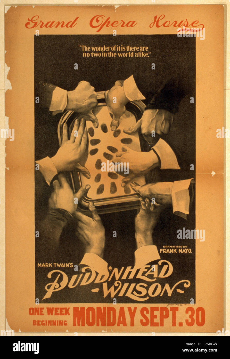 Mark Twain's Pudd'nhead Wilson dramatized by Frank Mayo Stock Photo - Alamy