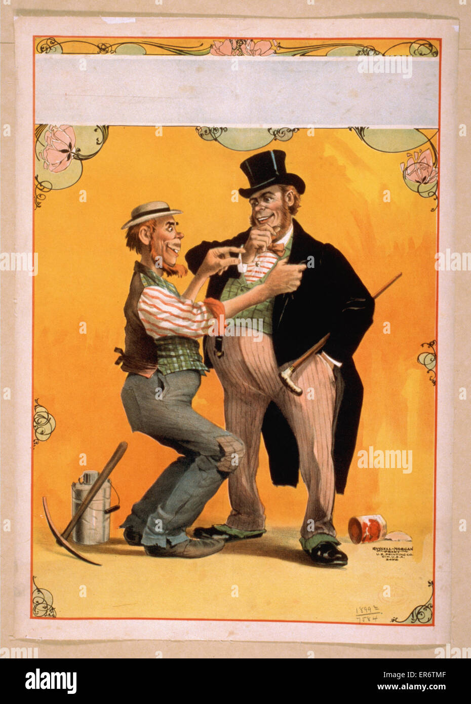 Irishman in work clothes admiring well dressed Irishman's st Stock ...