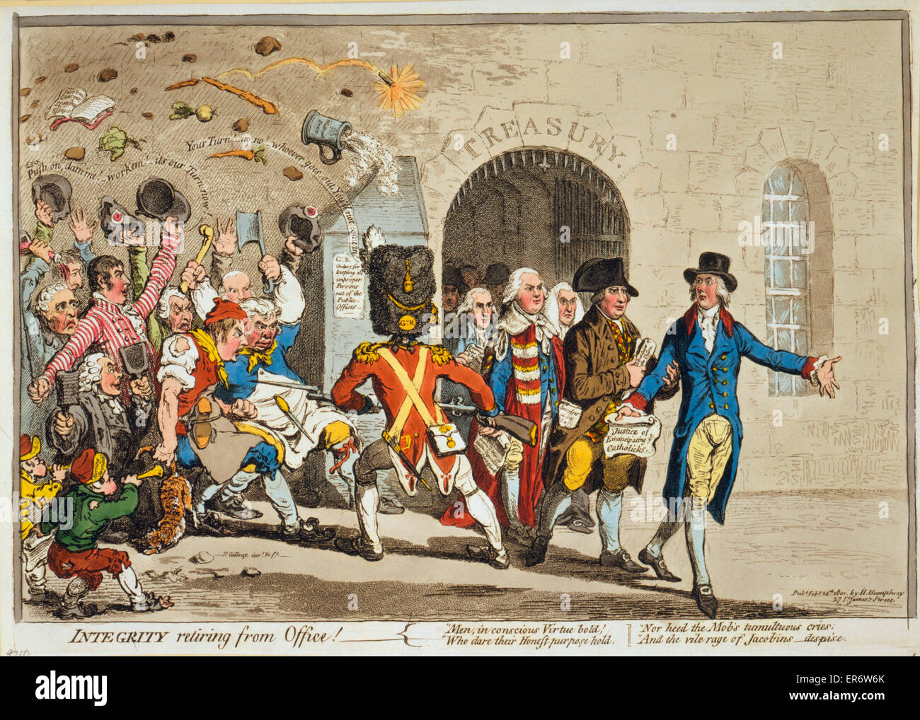 Cartoon, Integrity retiring from Office! Stock Photo - Alamy