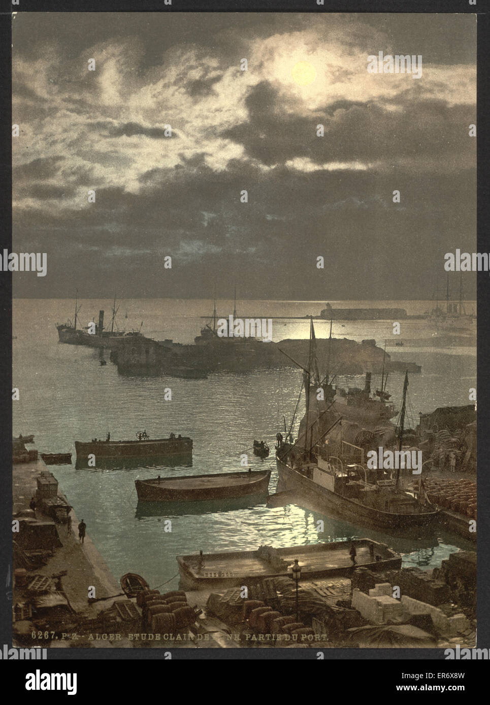 Harbor by moonlight, II, Algiers, Algeria Stock Photo - Alamy
