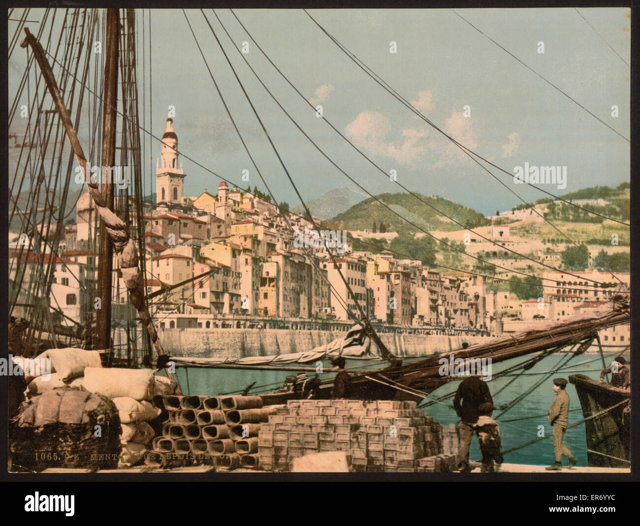 View from the harbor, Mentone, Riviera Stock Photo - Alamy