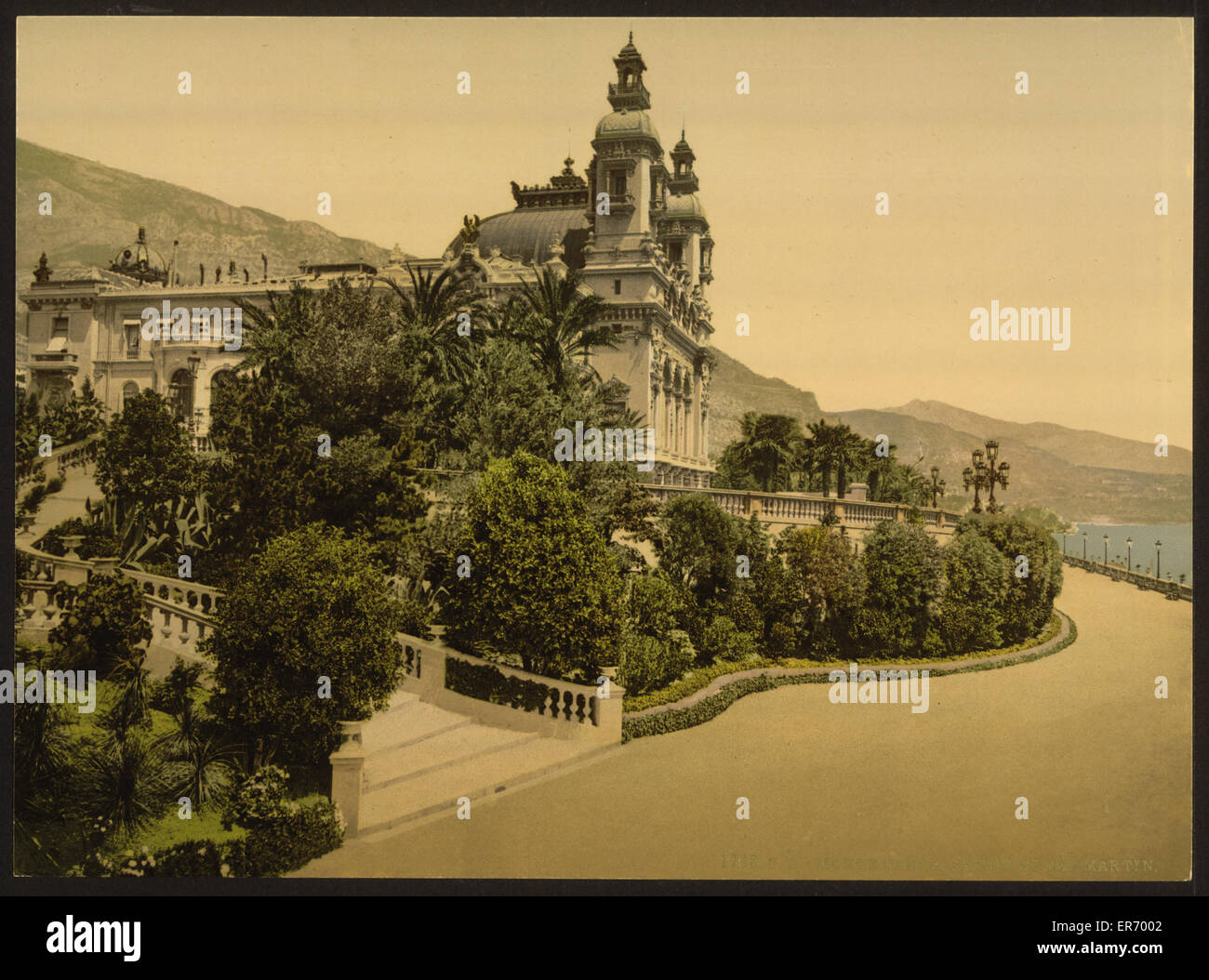 Casino entrance, with Cape Martin, (i.e., Cap Martin), Monte Stock ...