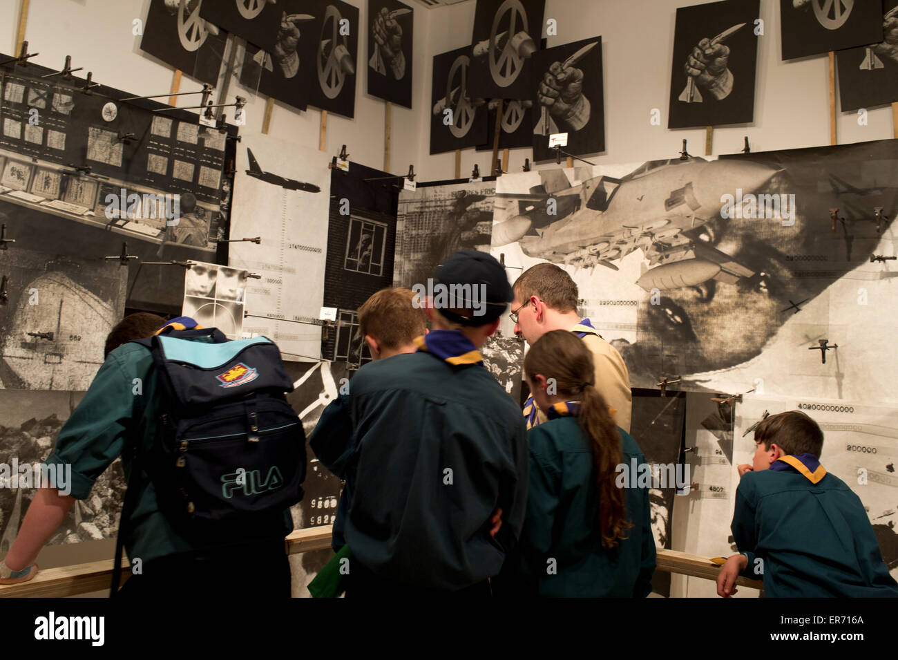 Lambeth. Imperial War Museum. Young scouts visit 'Boardroom' part of ...
