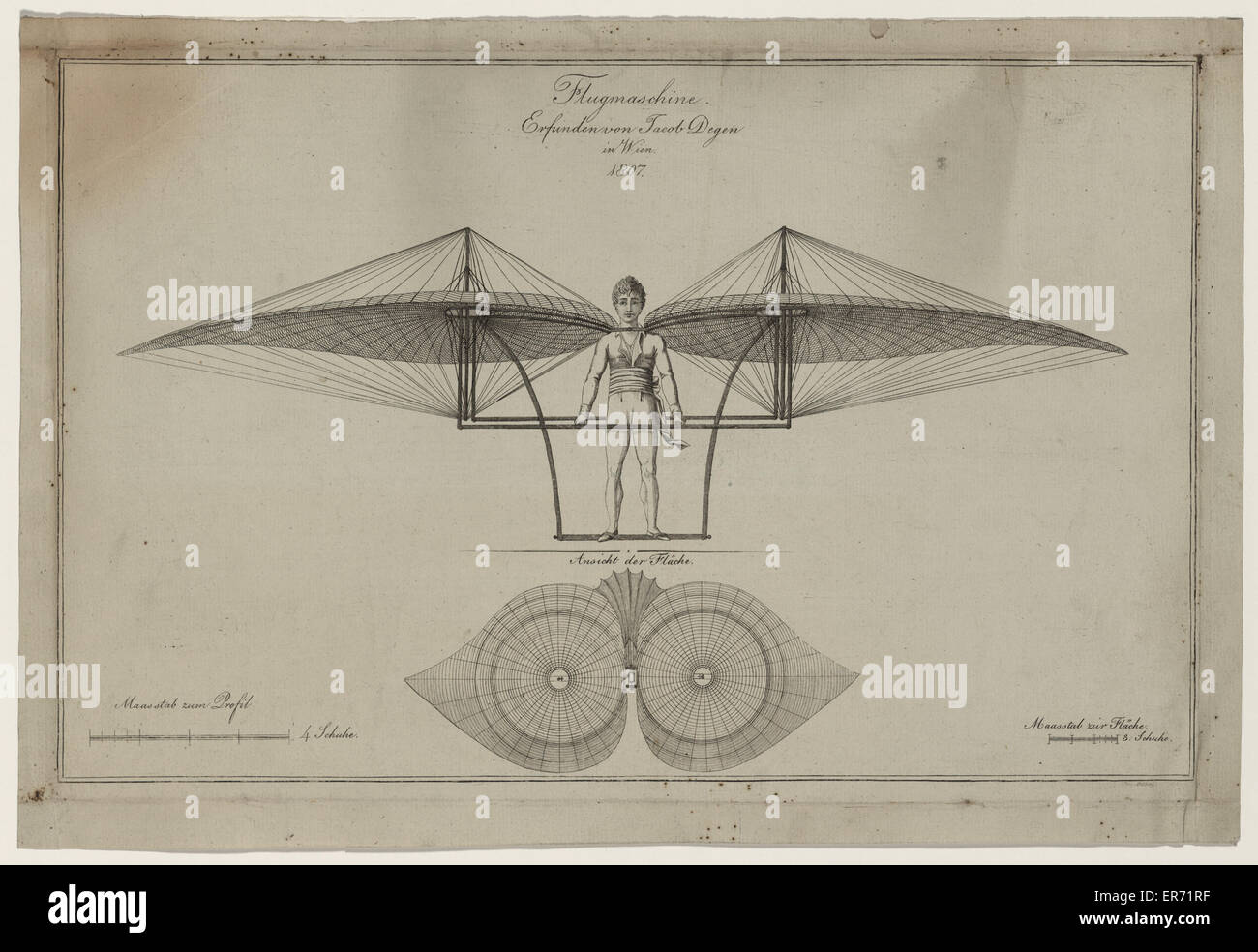 Flying Machine of Jacob Degen in Wien, 1807 Stock Photo - Alamy