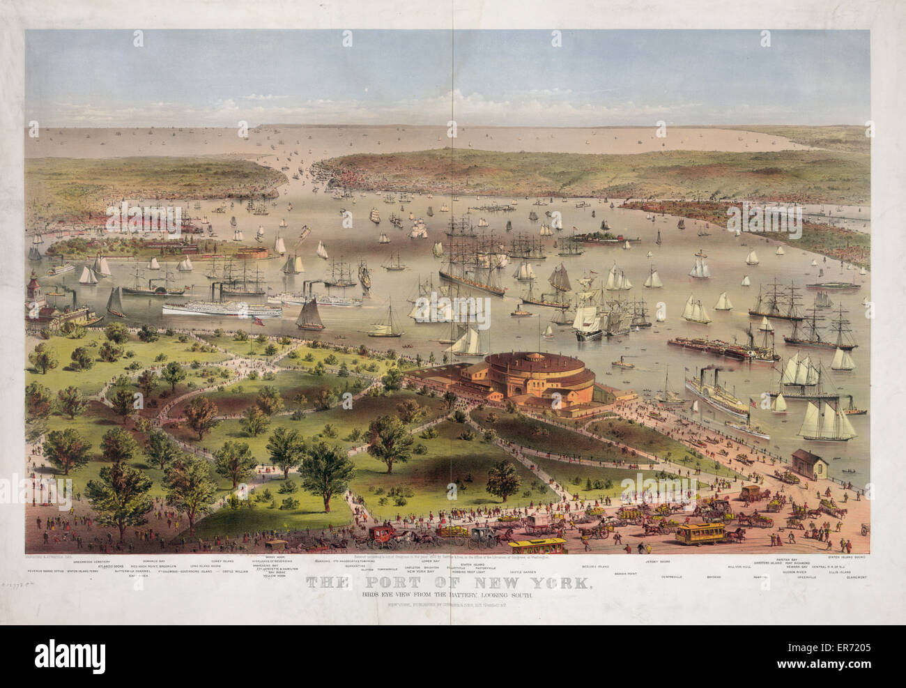 The Port of New York: birds eye view from the battery, looki Stock ...