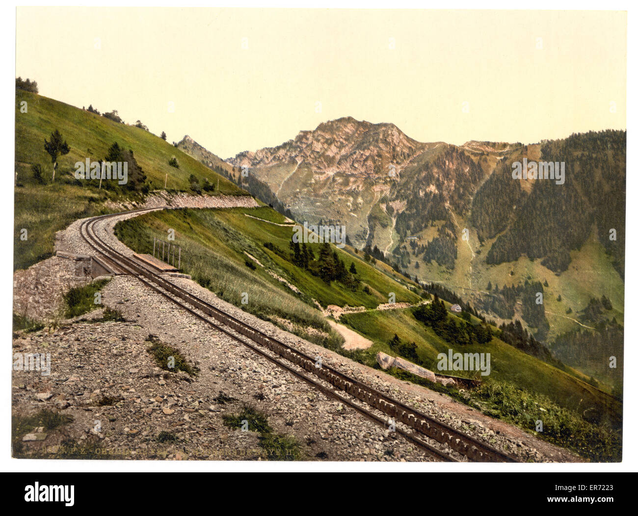Rochers de Naye Grand Hotel, and railroad, Geneva Lake, Swit Stock ...