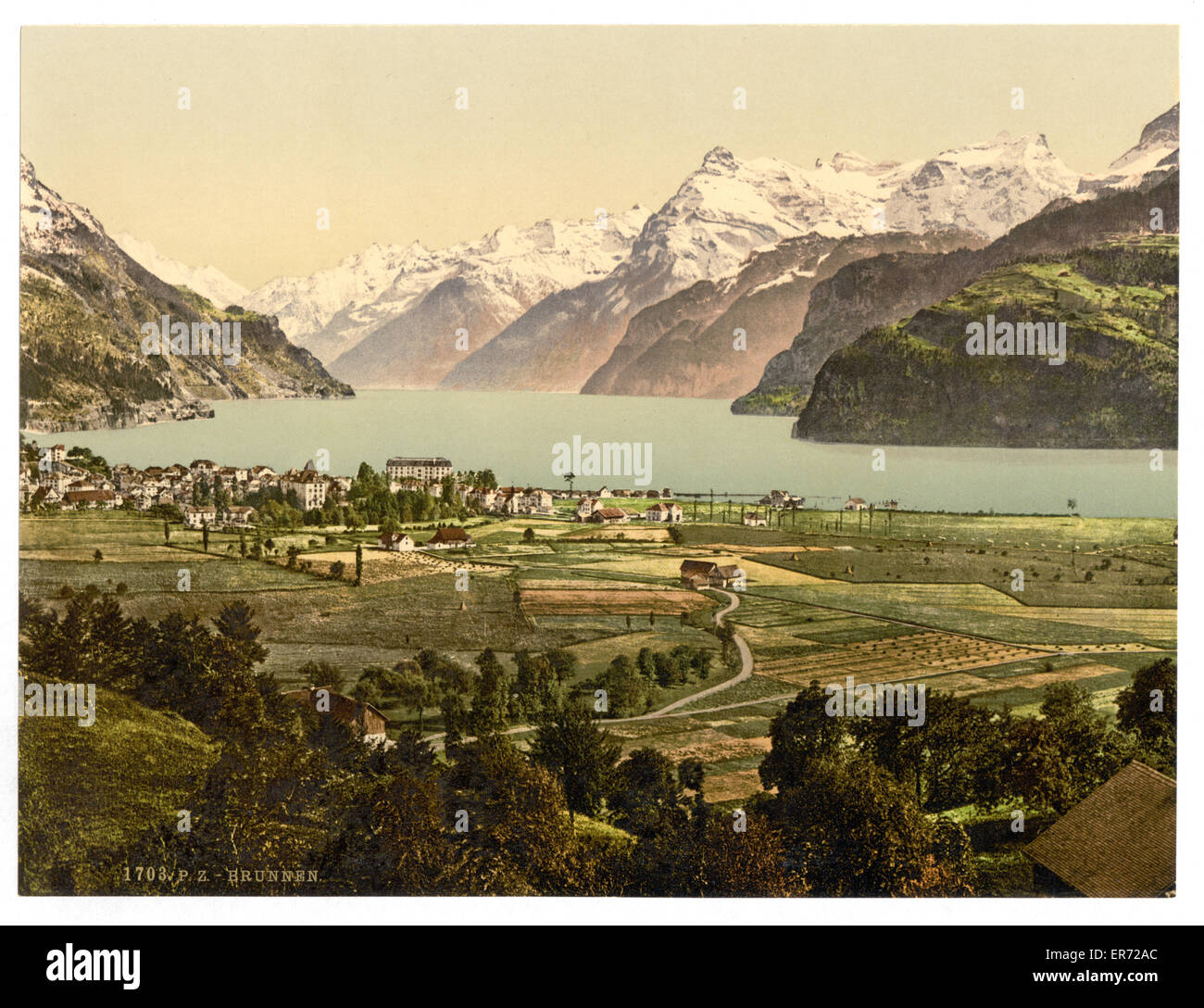 Brunnen and the Alps, Lake Lucerne, Switzerland Stock Photo - Alamy
